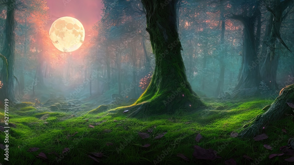 Dark Fantasy Forest Moon