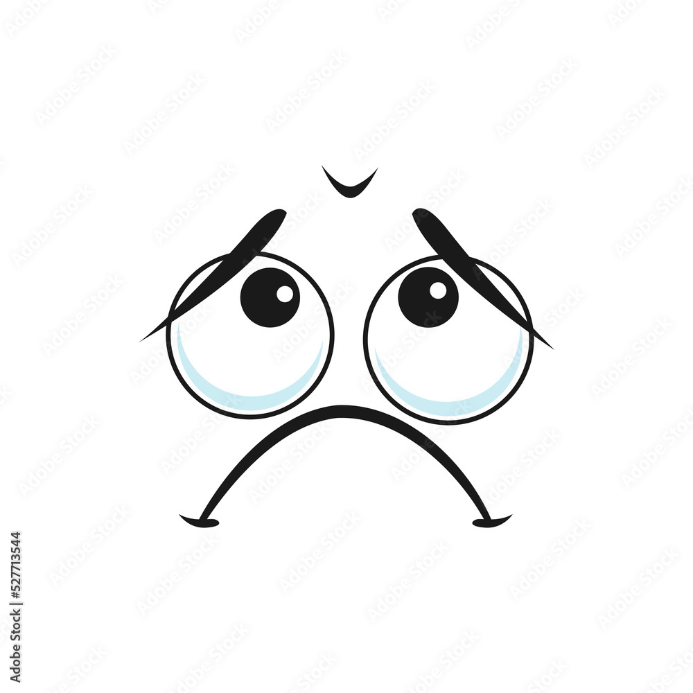 Cartoon sad face, vector negative feelings, sadness emotion, unhappy or ...