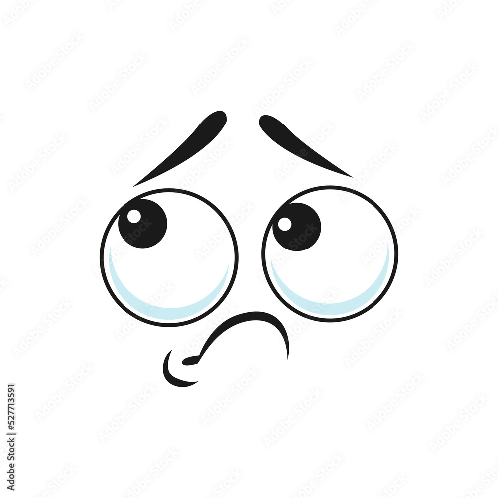 Cartoon sad face, vector unhappy or upset emoji. Negative feelings ...