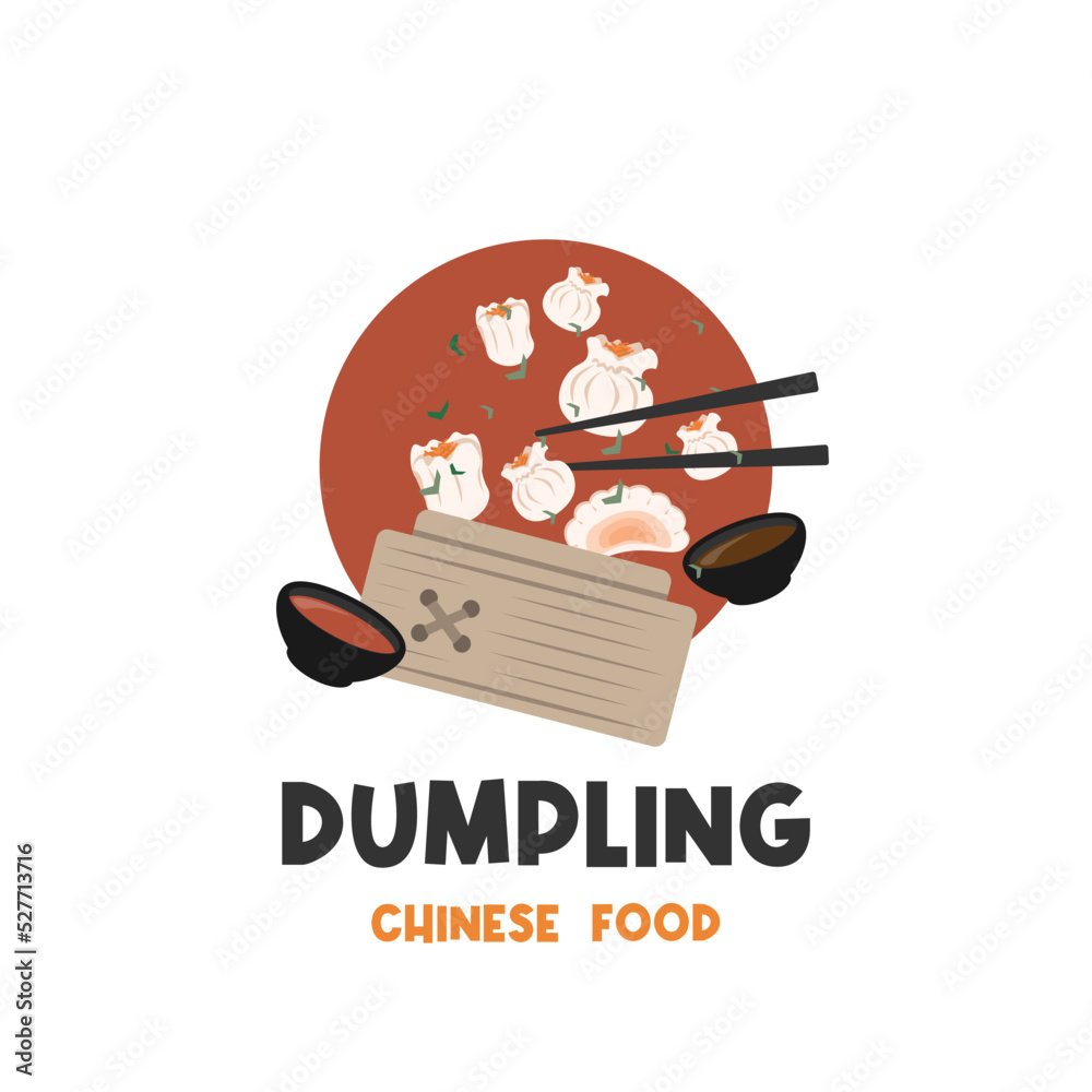 Vetor de Vector illustration logo dumpling dim sum har gow hakau and ...