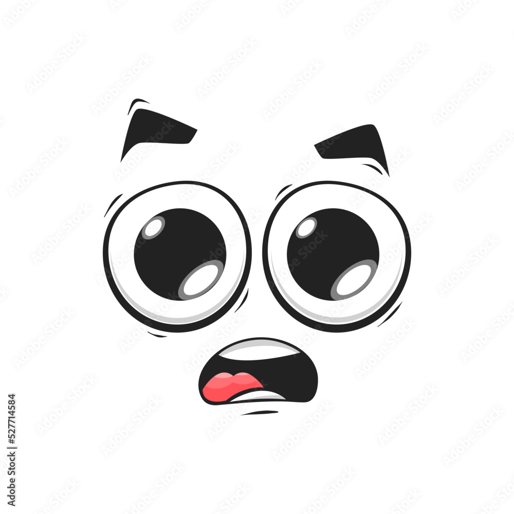 Cartoon wow face, funny surprised or shocked emoji, astonished vector ...