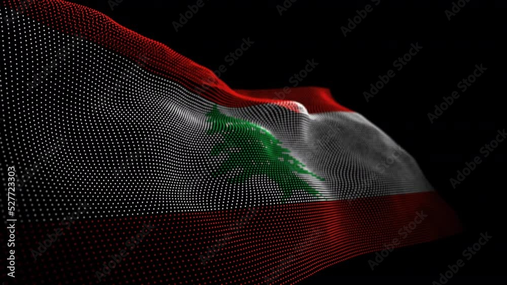 Seamless looping animated digital flag of Lebanon overlay rendered of ...