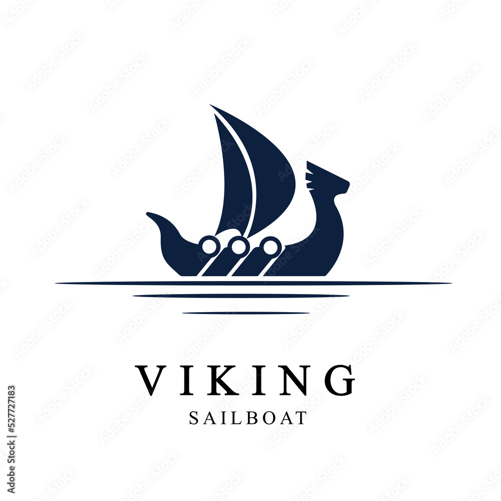 Viking logo vector illustration. Viking transport warship. Design ...