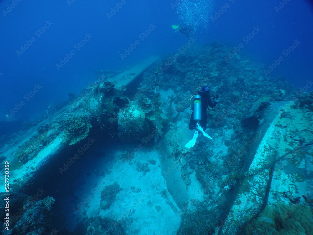 Japanese navy airplane Emily seaplane in WW2 Chuuk (Truk lagoon ...