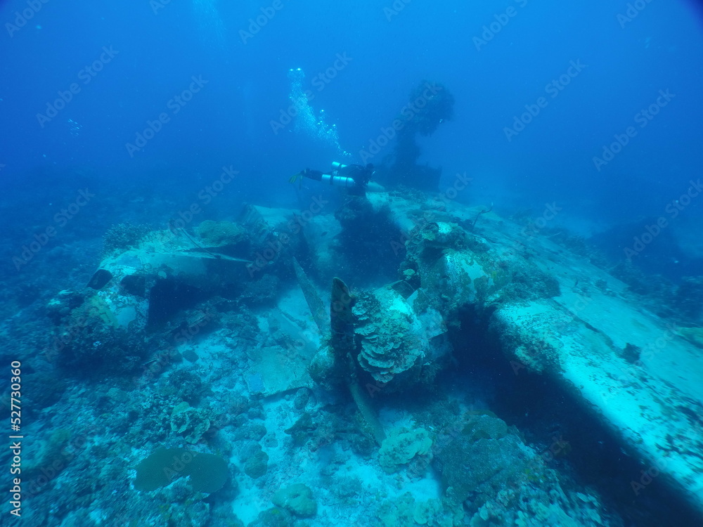 Japanese navy airplane Emily seaplane in WW2 Chuuk (Truk lagoon ...