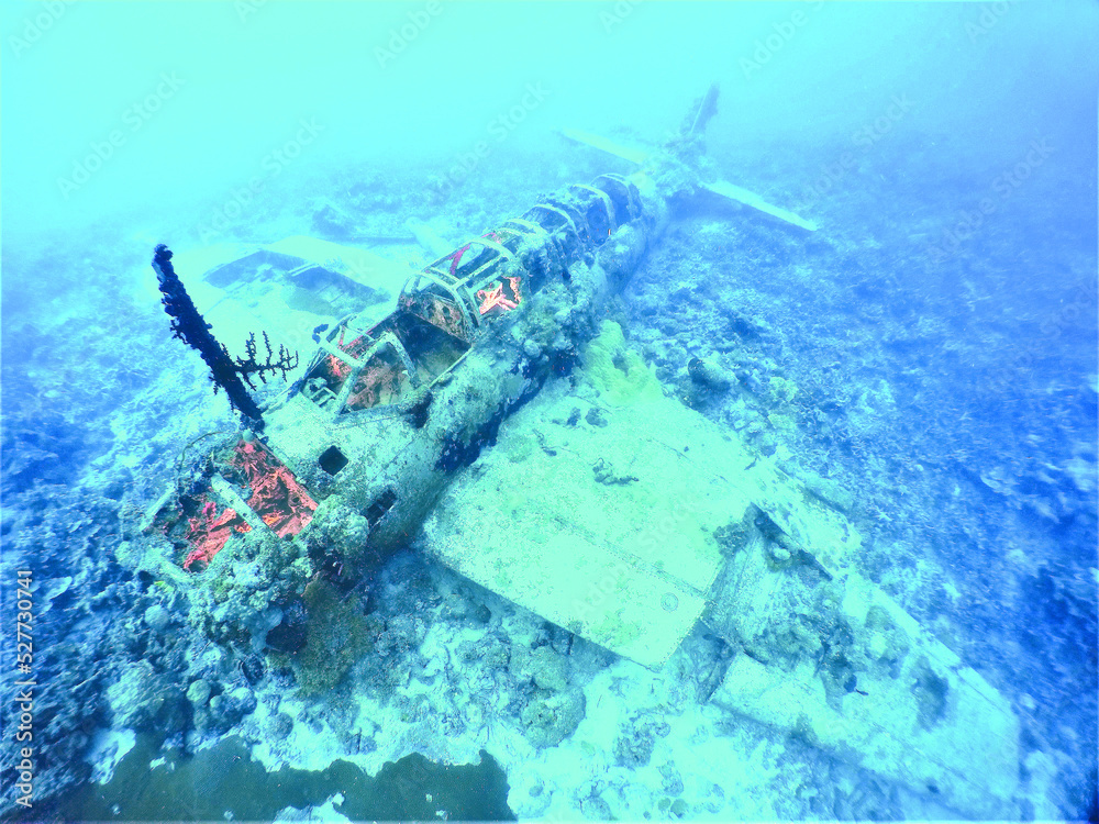 Japanese navy airplane Myrt "Saiun" in WW2. Chuuk (Truk lagoon ...