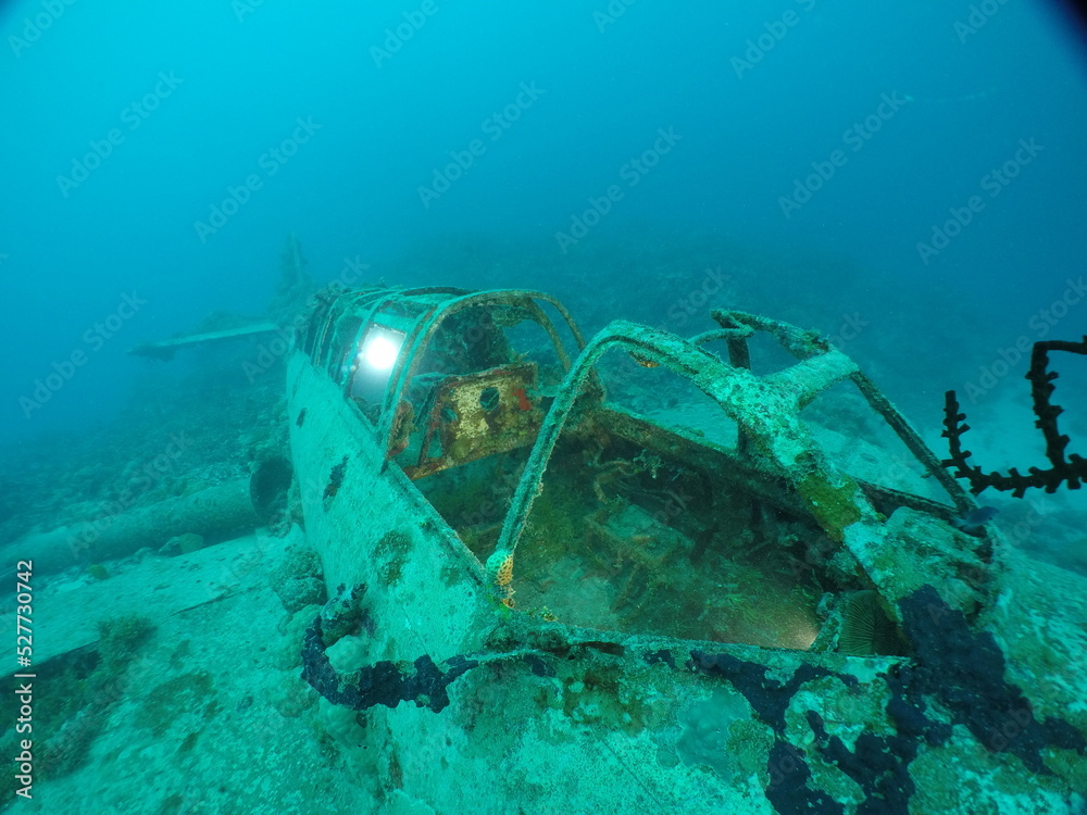 Japanese navy airplane Myrt "Saiun" in WW2. Chuuk (Truk lagoon ...