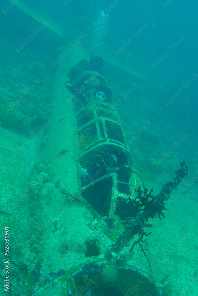 Japanese navy airplane Myrt "Saiun" in WW2. Chuuk (Truk lagoon ...
