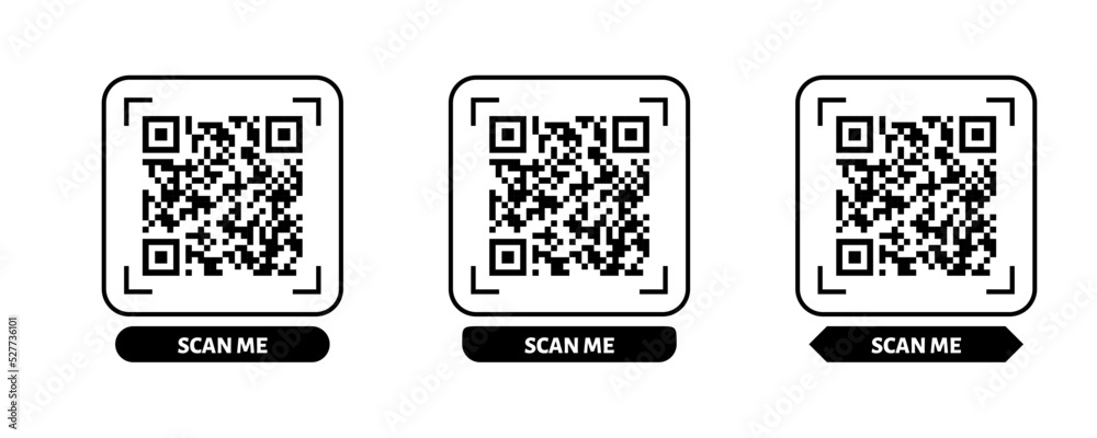 Scan me QR code design. QR code for payment, text transfer with scan me ...