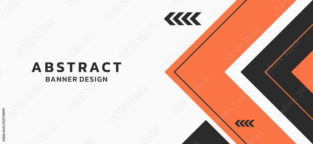 Orange and black business presentation wide banner design with arrow ...