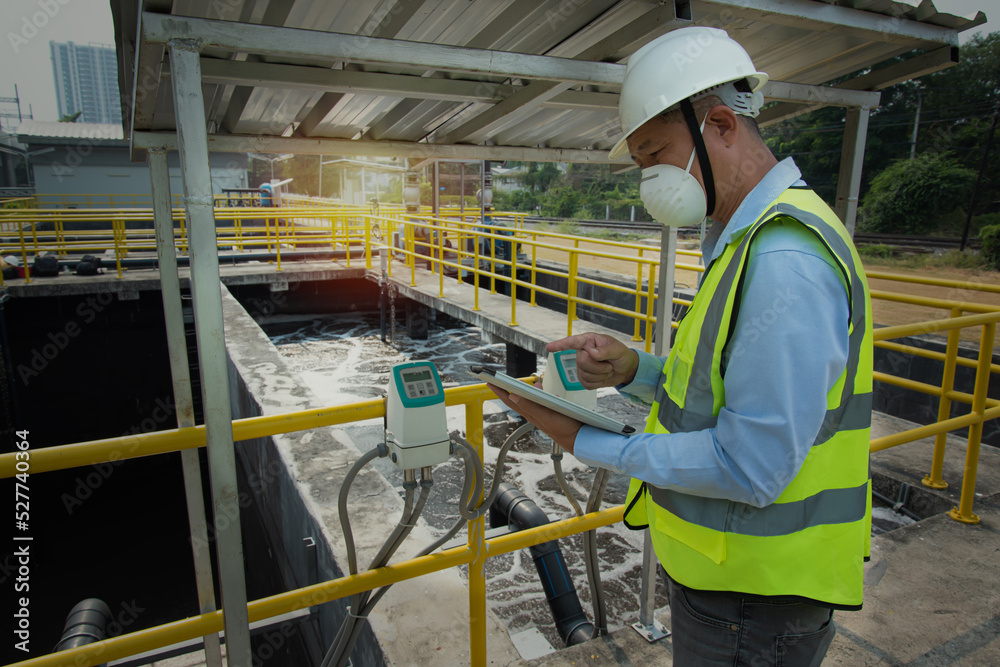 Wastewater treatment concept. Service engineer on waste water Treatment ...