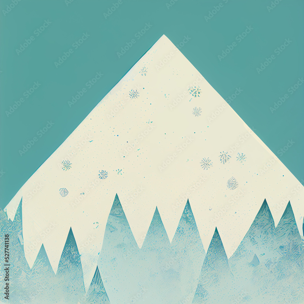 High triangle mountain beyond the forest, flat illustration, render by ...