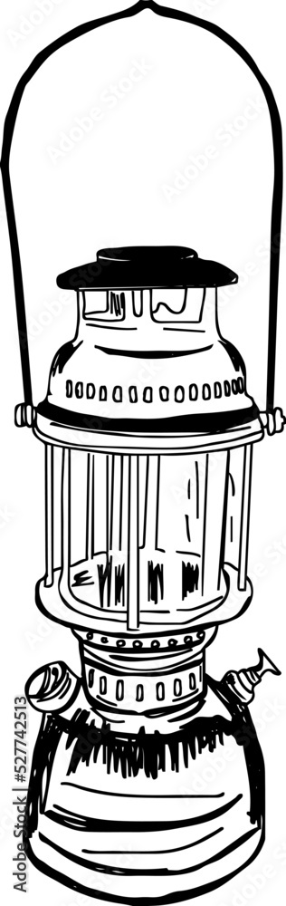 Vetor do Stock: Vintage old Petromax light line art vector silhouette ...