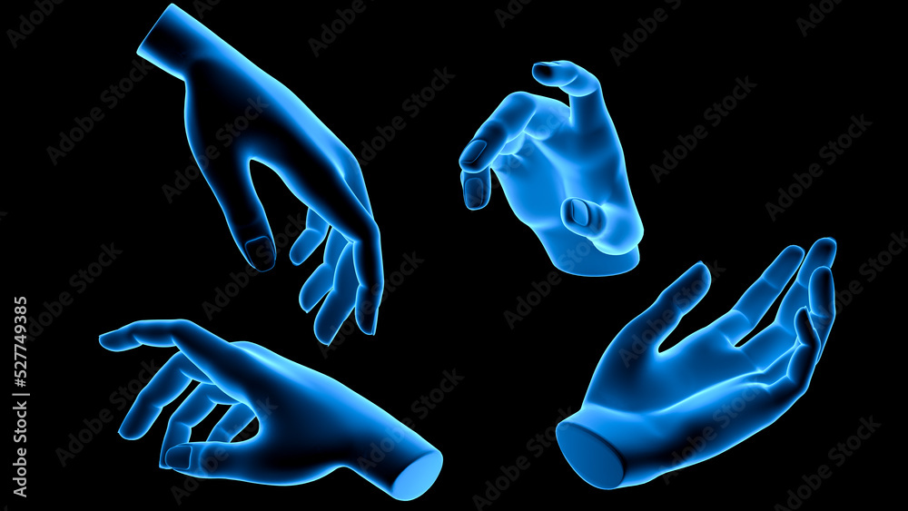 technological transparent set of hand or palm anatomy beautiful ...