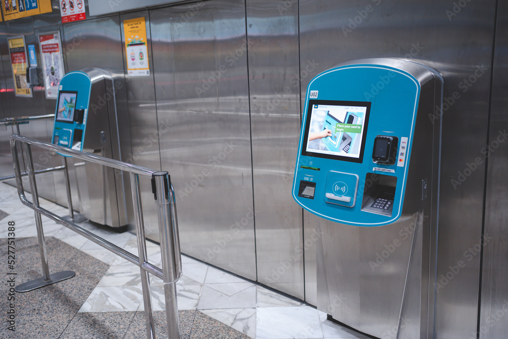 SINGAPORE - JULY 26, 2022 : Easy card Add-value machine at MRT Station ...