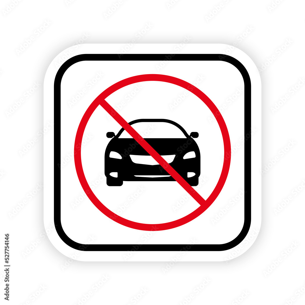 Vehicle Car Auto Ban Black Silhouette Icon. Automobile Drive Forbidden ...