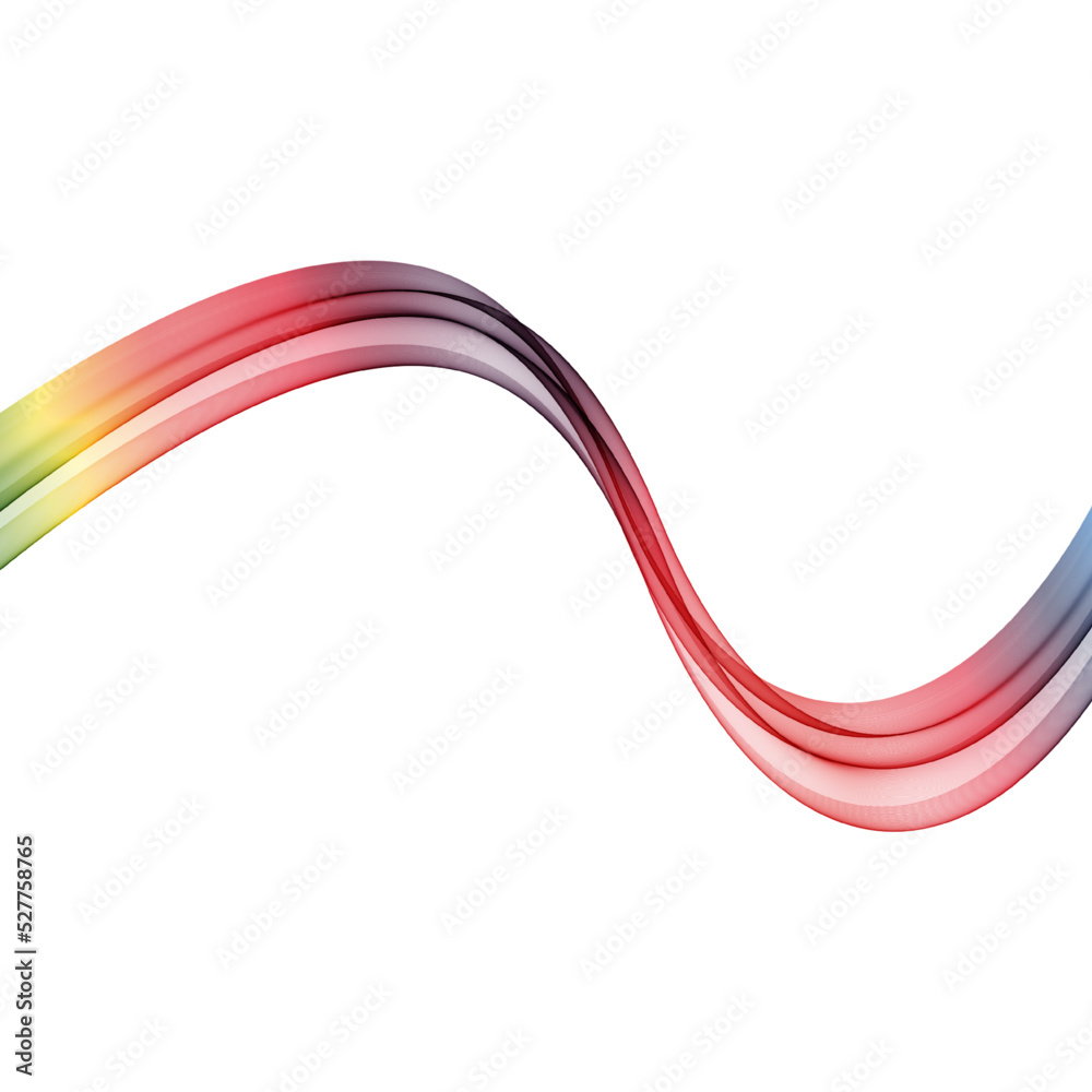 Rainbow transparent wavy wave on white background, design element Stock ...