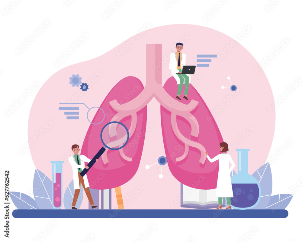 Laboratory Scientist Group Study Human Lung. Medical Treatment of Virus ...