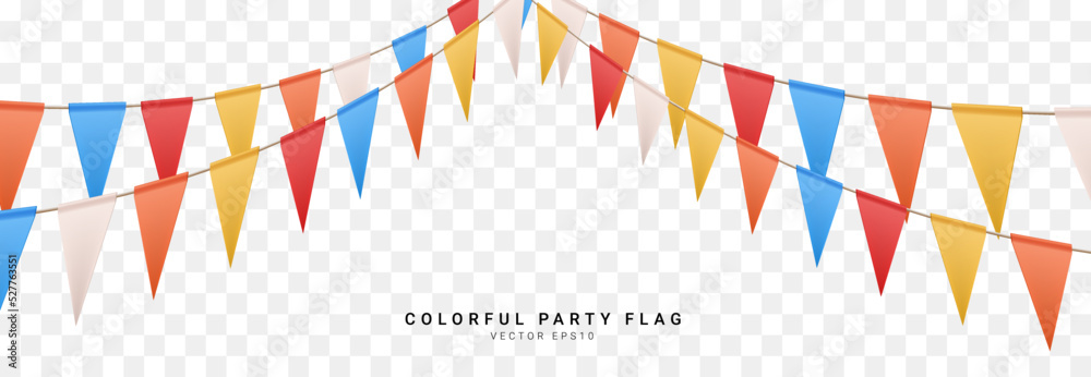 Orange, yellow, red, white, blue, Colorful flag party decoration ...