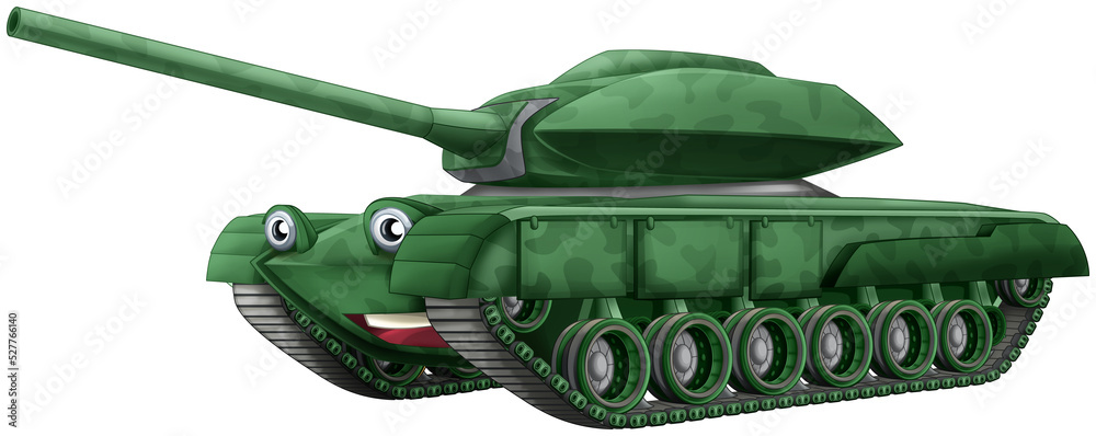 Cartoon happy tank isolated illustration for children Stock ...