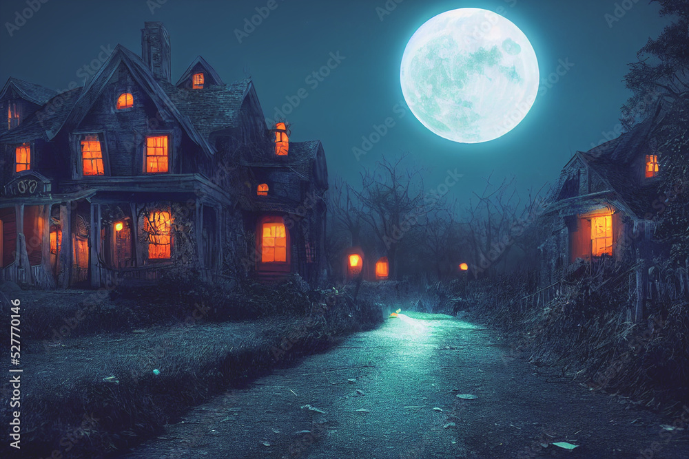 3D illustration of a Halloween concept background of realistic horror ...