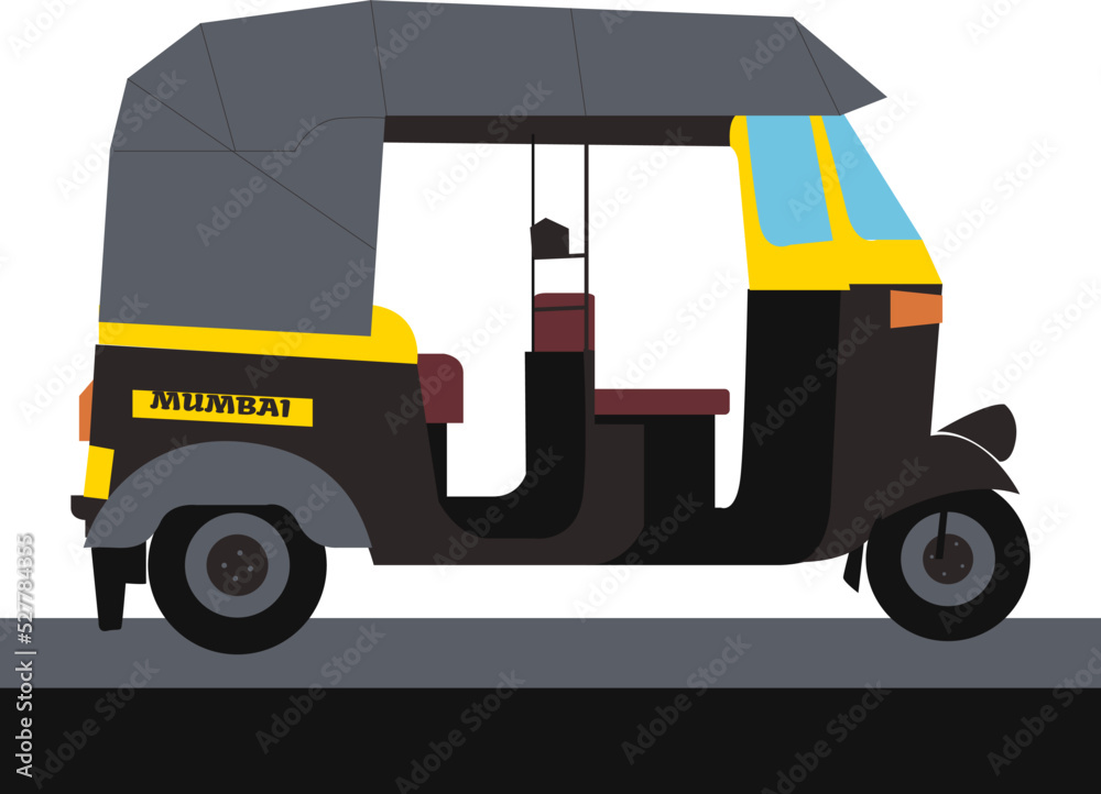 Vector Illustration of Indian or Mumbai Auto Rickshaw or Tuk Tuk. You ...