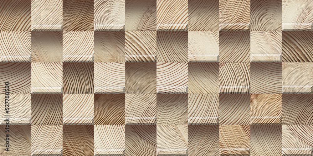 3d illustration. Wooden Square on a background of wood. Mosaic ...