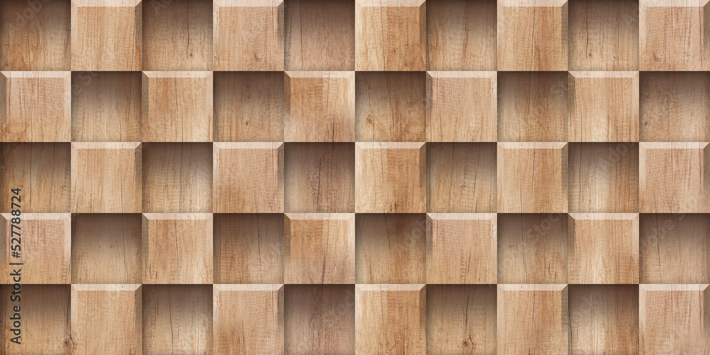 3d illustration. Wooden Square on a background of wood. Mosaic ...