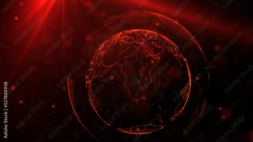 Digital planet of Earth. Rotating globe with shining continents. 3D ...