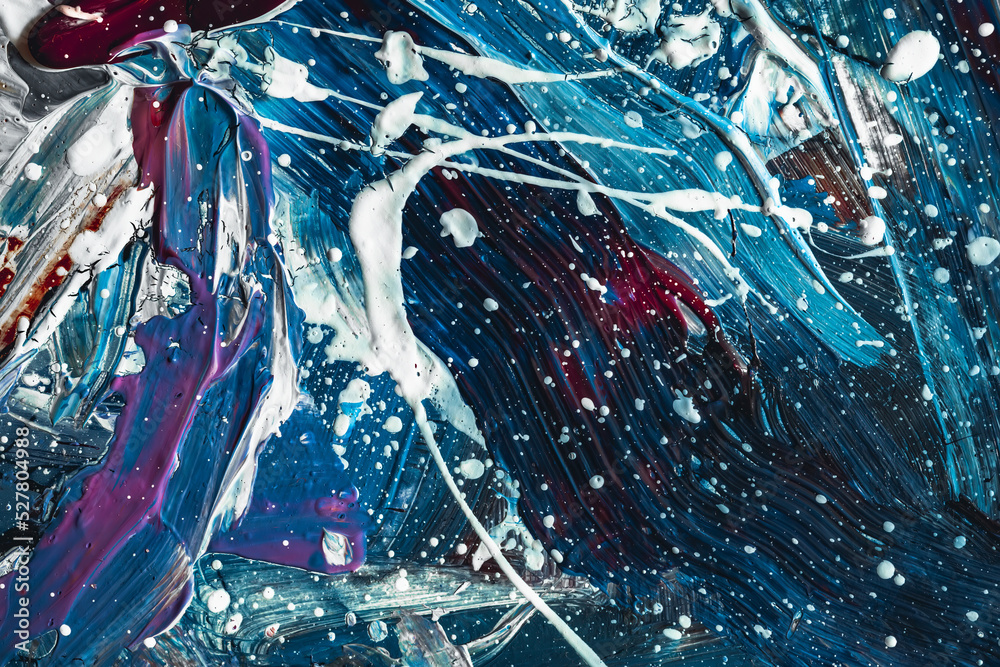 Deep blue, starry night abstract background. Thick paint texture ...