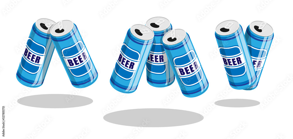 Shiny aluminum cans of cool beer hit each other with a wish. Light ...