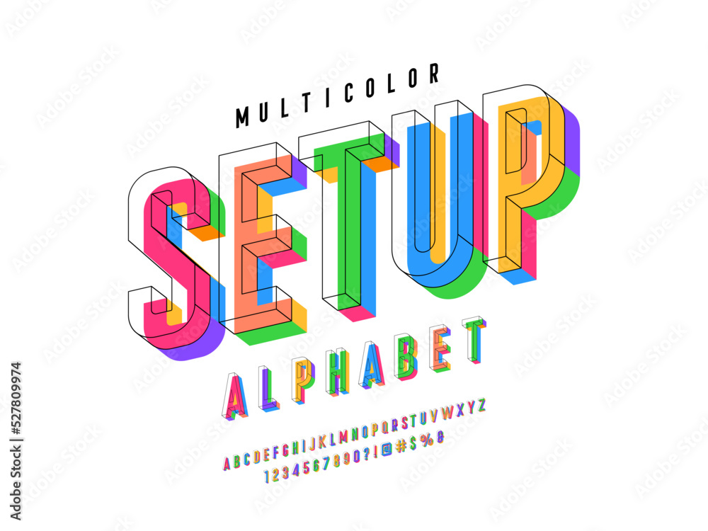 Vector of modern colorful alphabet design with uppercase, numbers and ...