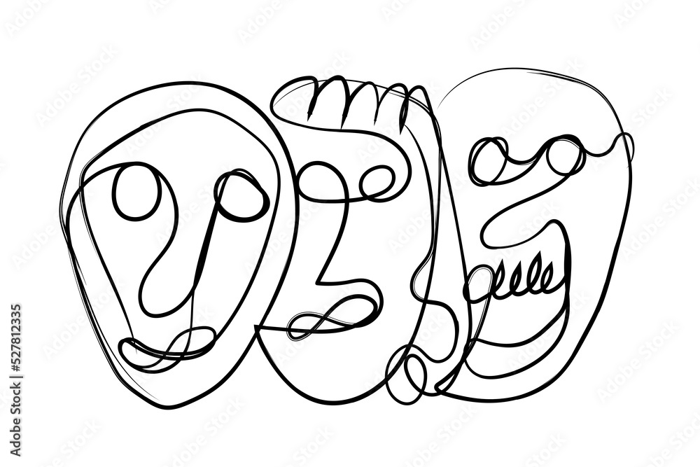 One line drawing illustrating people on white background Stock ...