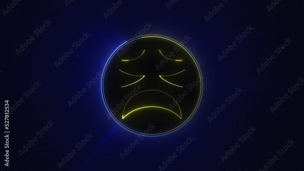 SAD Emoji Neon Background, Animation, Loop, Social Media, Reactions ...