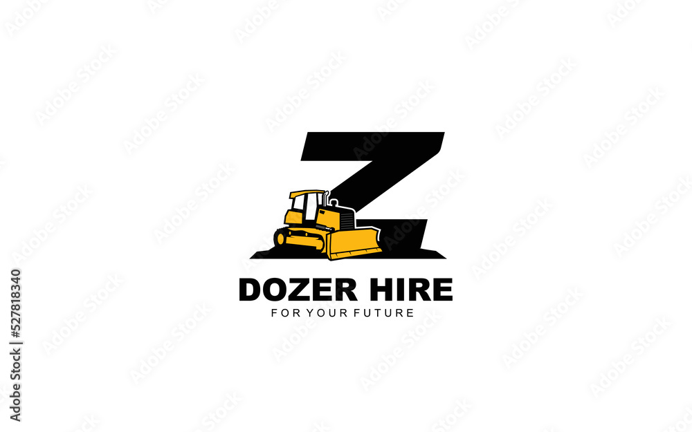 Z logo Dozer for construction company. Heavy equipment template vector ...