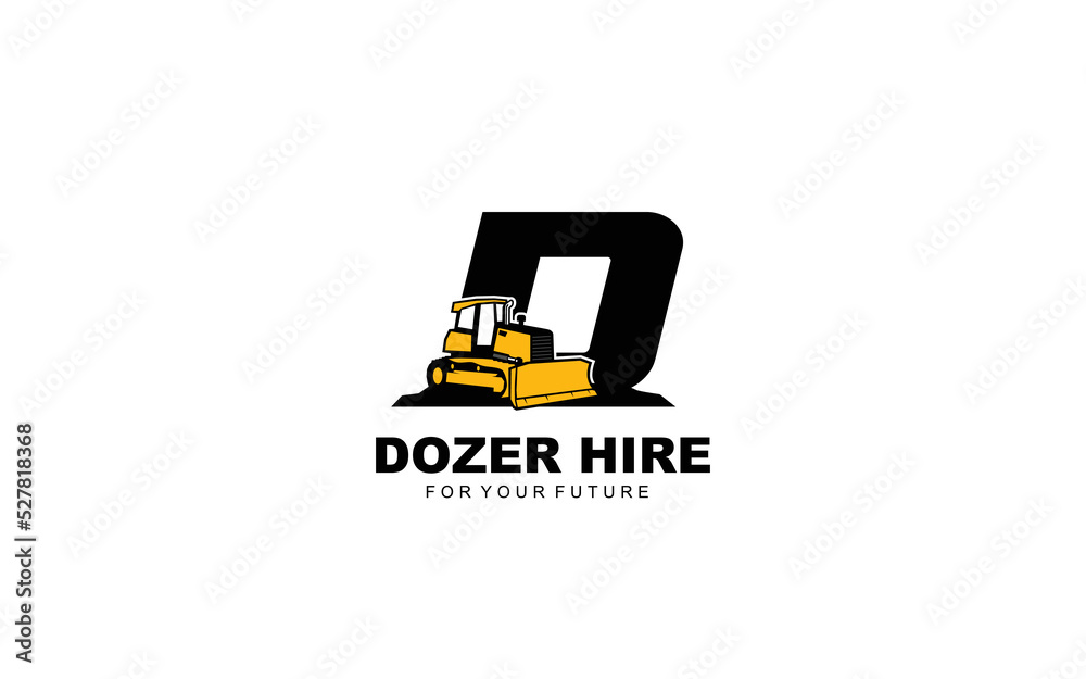 D logo Dozer for construction company. Heavy equipment template vector ...