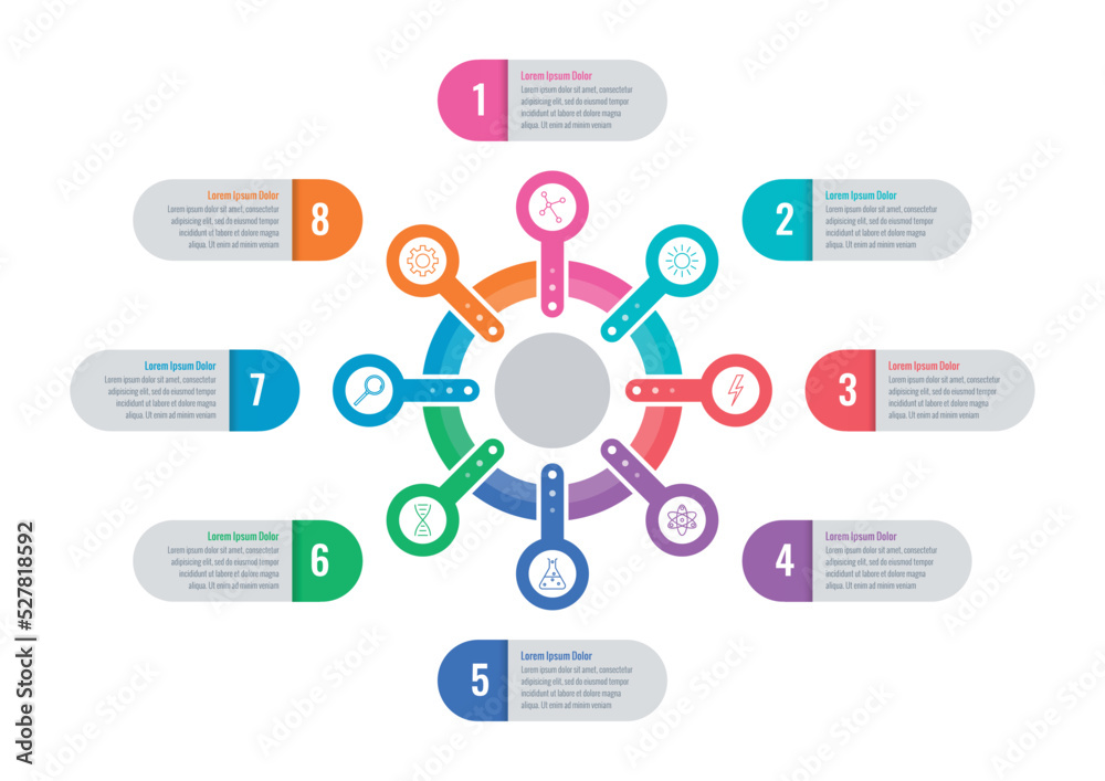 round wheel infographic template. eight options infographic template ...