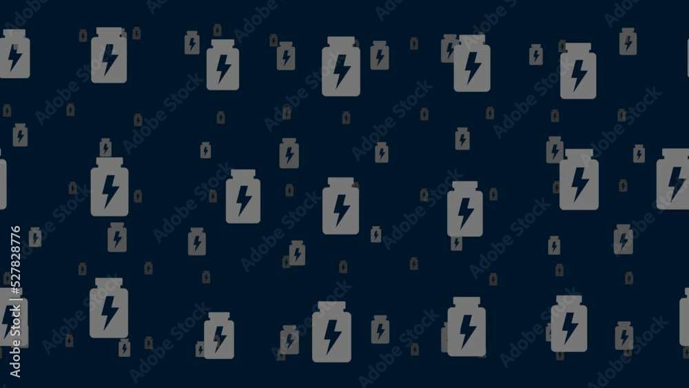 Power jar symbols float horizontally from left to right. Parallax fly ...