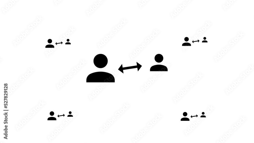 Zoom in and out animation the social distance symbol. Large black ...