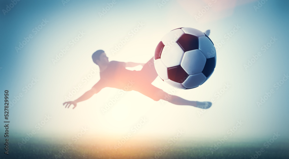 Football soccer player shooting a ball on goal Stock Illustration ...