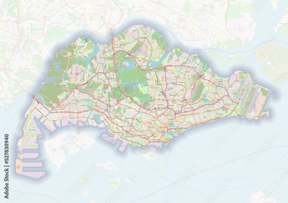Singapore physical map with important rivers the capital and big cities ...