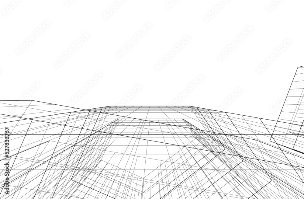 Linear architectural drawing vector illustration Stock Vector | Adobe Stock