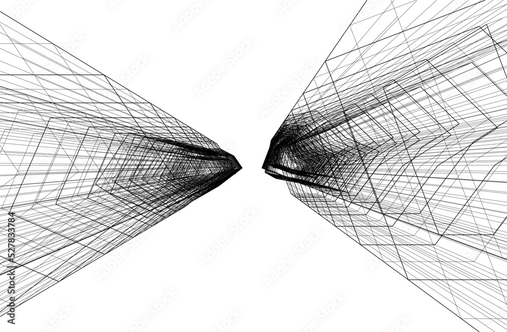 Linear architectural drawing vector illustration Stock Vector | Adobe Stock