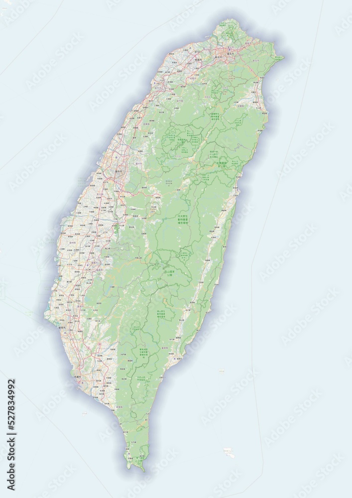 Taiwan physical map with important rivers the capital and big cities ...