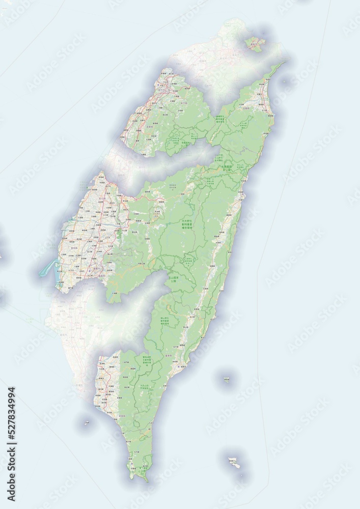 Taiwan physical map with important rivers the capital and big cities ...