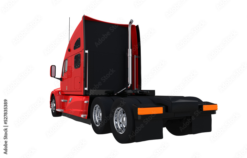 Red Semi Truck Tractor Rear View Stock Illustration | Adobe Stock