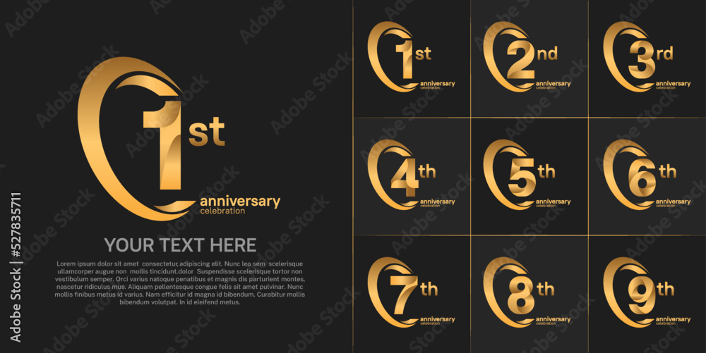 set of anniversary golden color number can be use for celebration event ...