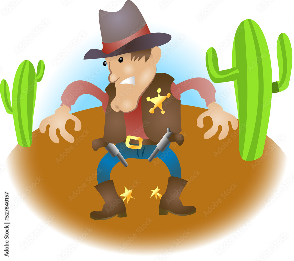 cartoon cowboy illustration Stock Illustration | Adobe Stock