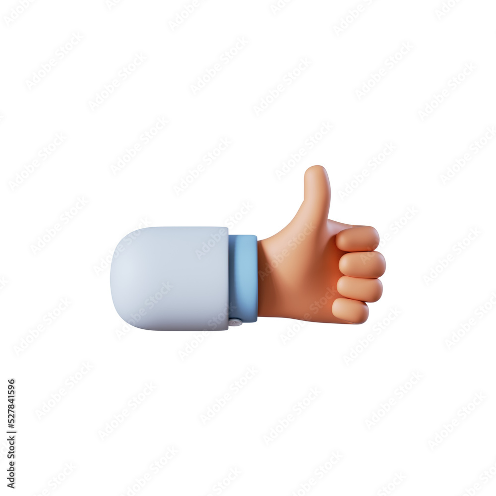 3d render. Doctor recommendation, like icon. Cartoon hand thumb up ...