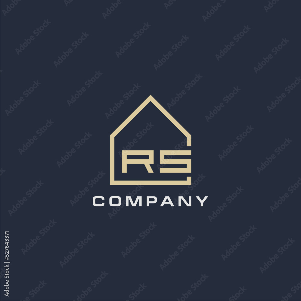 Initial letter RS real estate logo with simple roof style design ideas ...